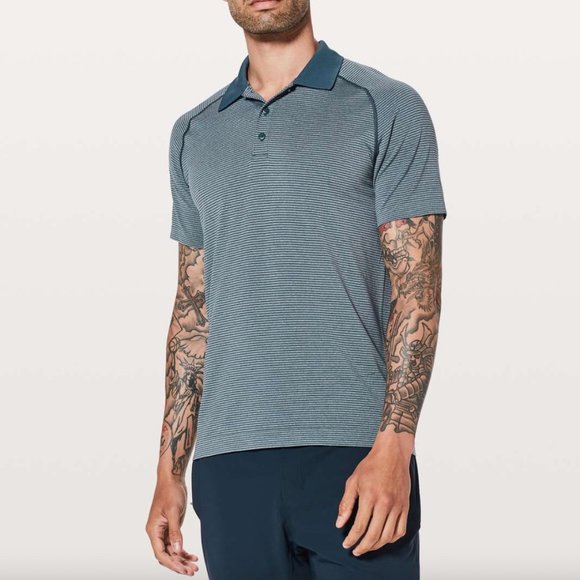 lululemon athletica | Shirts | Lululemon Metal Vent Tech Polo Blue Gray ...